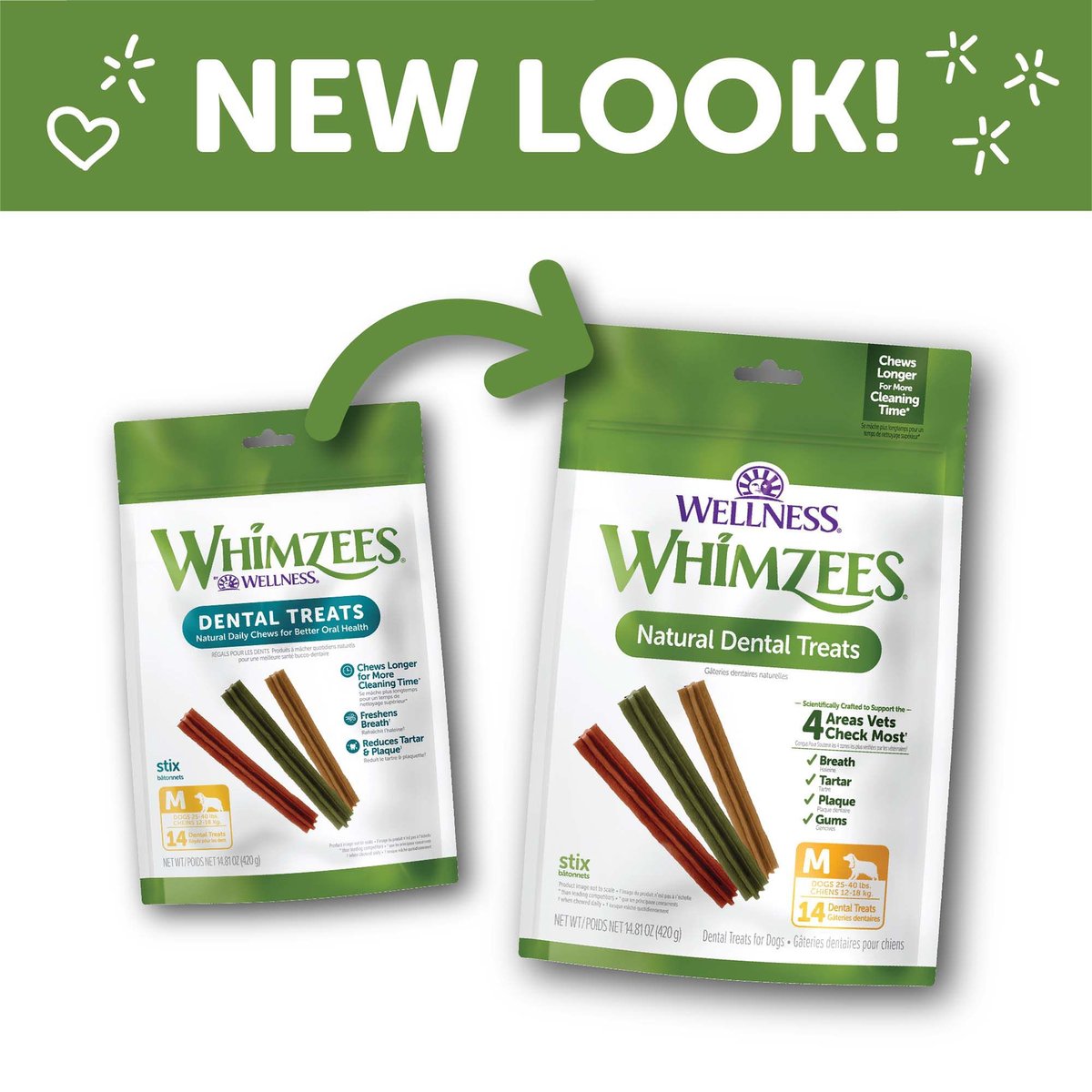 WHIMZEES by Wellness Stix Dental Chews Natural Grain-Free Dental Dog ...