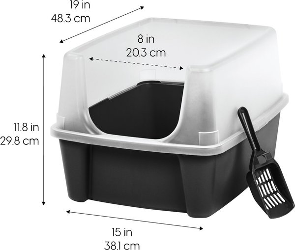 Discontinued - IRIS USA Large Cat Litter Box with Scatter Shield ...