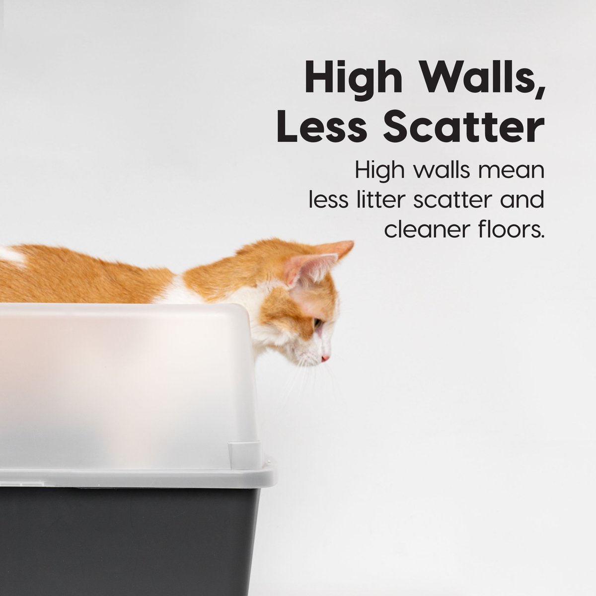 IRIS USA Large Cat Litter Box with Scatter Shield & Scoop, Black ...