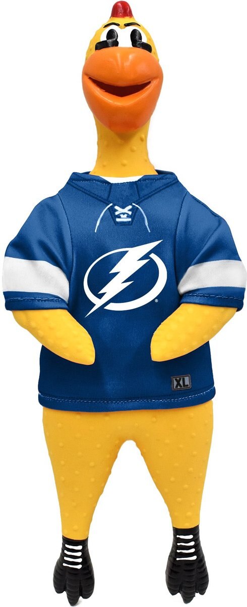 LITTLEARTH Rubber Chicken Squeaky Dog Chew Toy, Tampa Bay Lightning ...