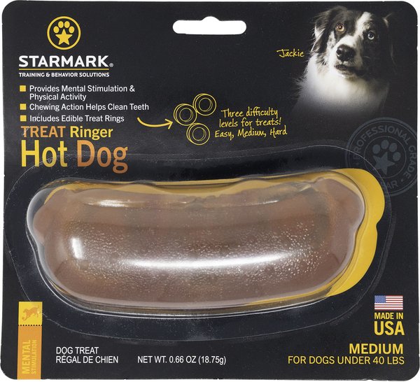 STARMARK Ringer Hot Dog Tough Treat Dispenser Dog Toy, Medium - Chewy.com