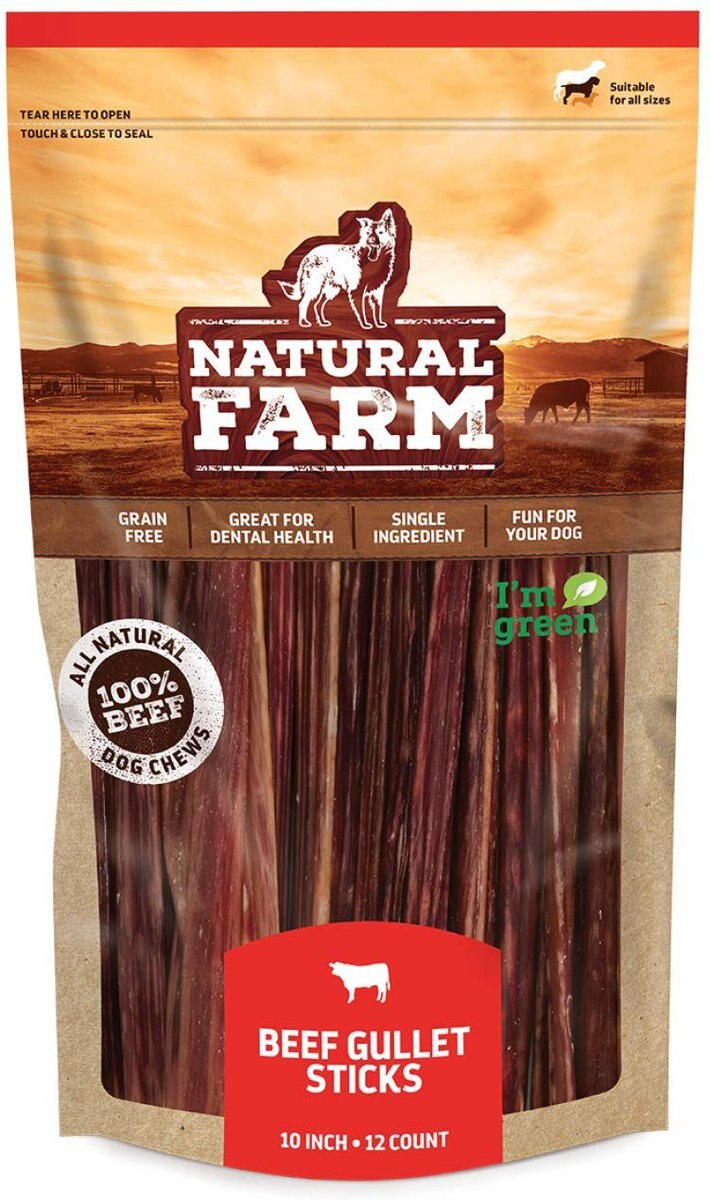 NATURAL FARM Beef Grain-Free Gullet Sticks Dog Treats, 10-in - Chewy.com