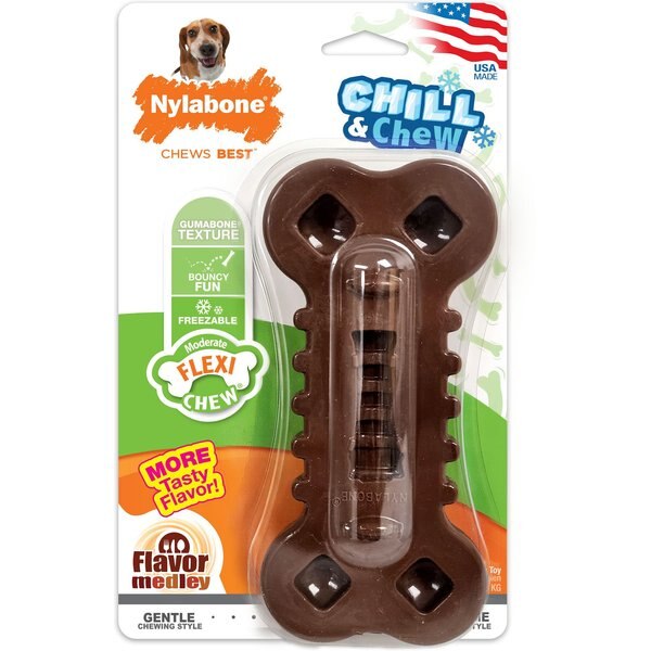 NYLABONE Chill & Chew Freezer Chicken Flavored Dog Chew Toy, Medium ...