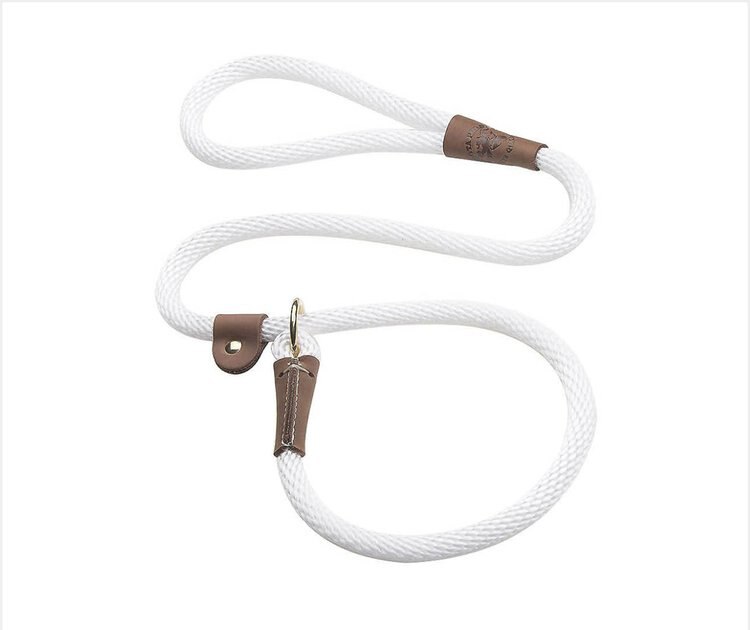 MENDOTA PRODUCTS Large Slip Solid Rope Dog Leash, White, 4-ft long, 1/2 ...