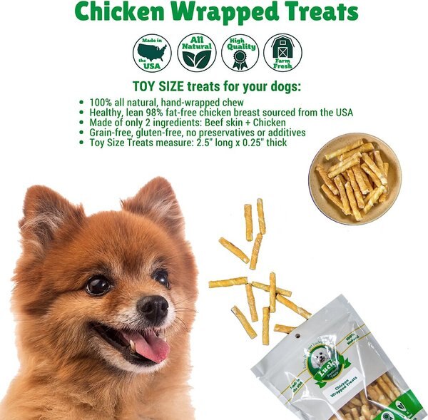 LUCKY PREMIUM TREATS Extra Small Chicken Wrapped Rawhide Dog Treats ...