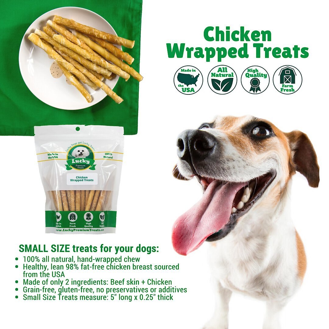 LUCKY PREMIUM TREATS Small Chicken Wrapped Rawhide Dog Treats, 120 ...