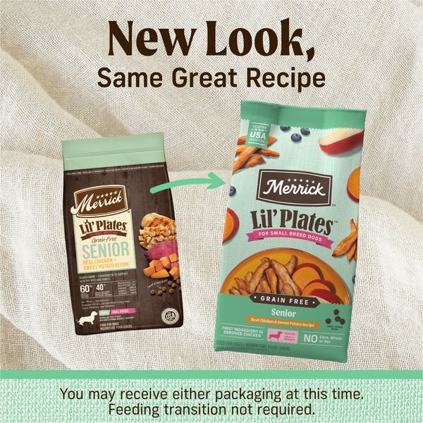MERRICK Lil' Plates Grain-Free Small Breed Dry Dog Food Senior Real ...