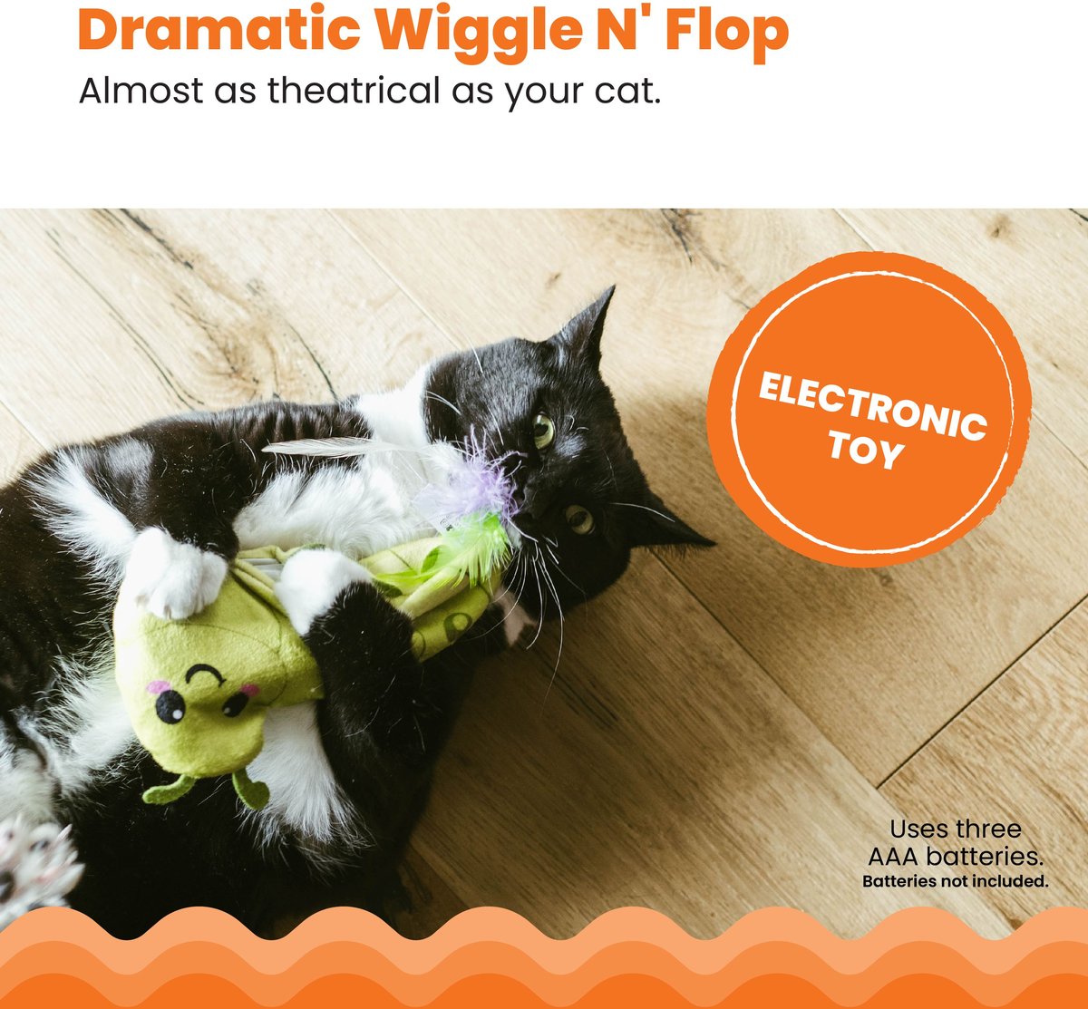 CATSTAGES Wiggle Worm Electronic Flopping Cat Toy, Green - Chewy.com