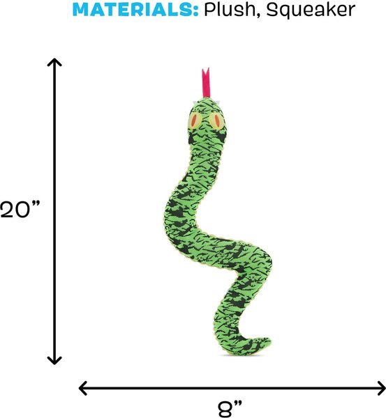 BARK Steve Squeaky Plush Snake Dog Toy, Green - Chewy.com