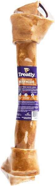 TREATLY American Beefhide Bones 12 to 13-in Peanut Butter Flavor Dog ...