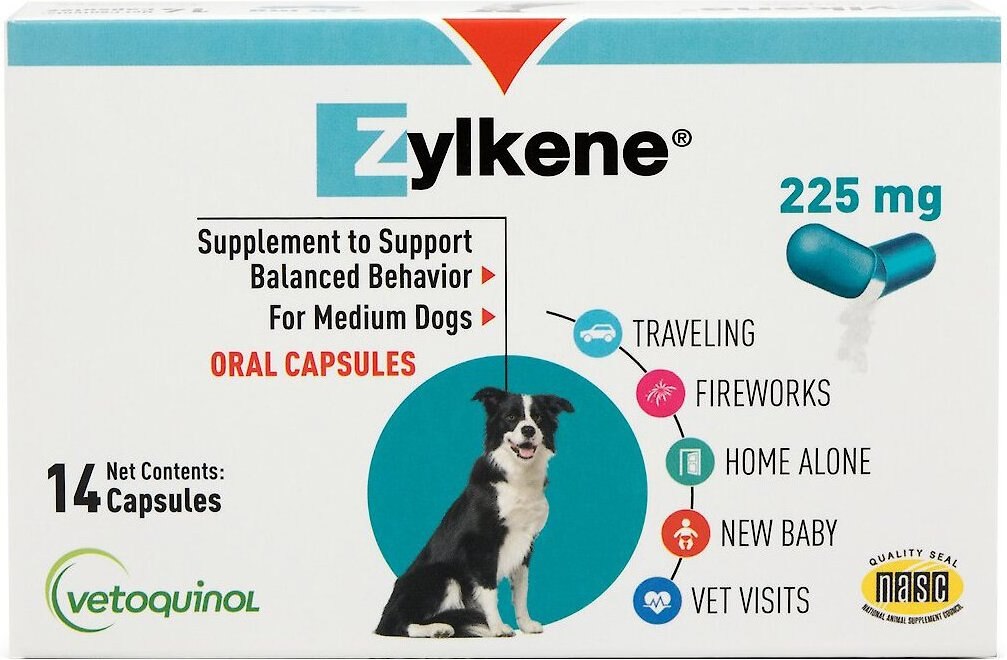 VETOQUINOL Zylkene Capsules Calming Supplement for Dogs, 14 count ...
