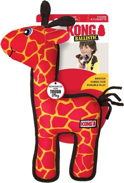 KONG Ballistic Giraffe Squeaky Dog Plush Toy, Pink, Medium/Large ...