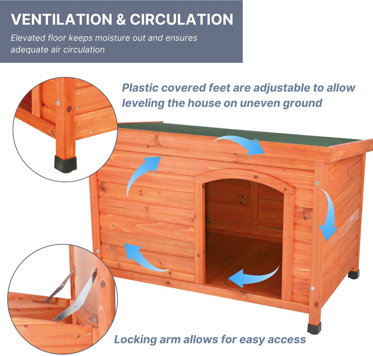 TRIXIE Natura Classic Dog House with Weatherproof Finish, Elevated ...