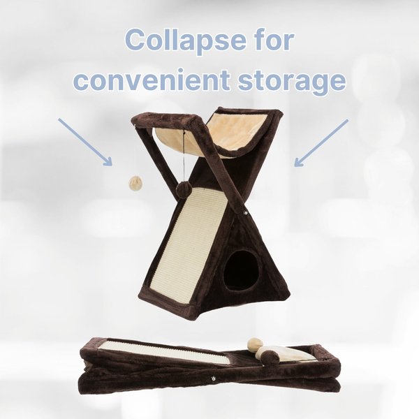 TRIXIE Miguel 25.5-in Plush Fold & Store Cat Tree, Brown/Beige - Chewy.com