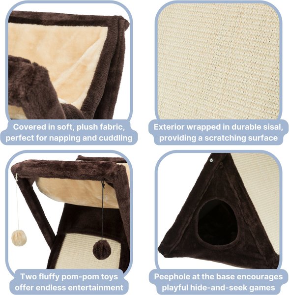 TRIXIE Miguel 25.5-in Plush Fold & Store Cat Tree, Brown/Beige - Chewy.com