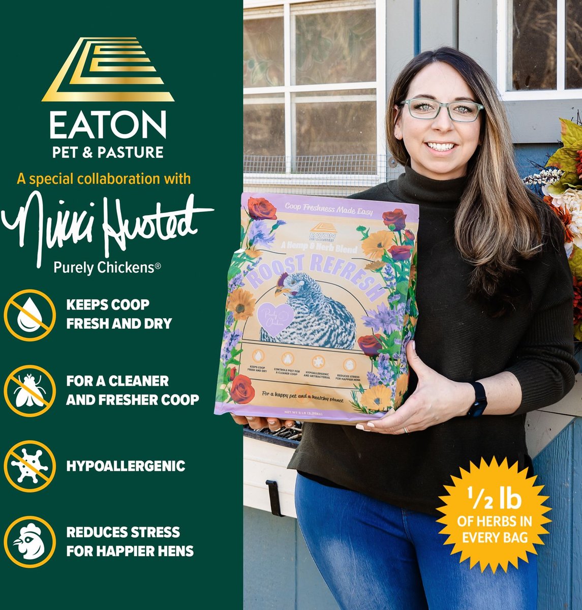 EATON PET & PASTURE Roost Refresh Hemp & Herb Blend Odor Eliminator ...