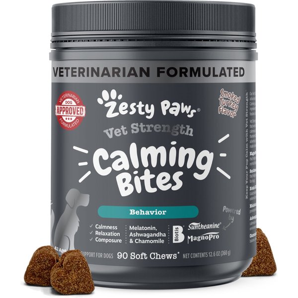 ZESTY PAWS Vet Strength Turkey Flavored Chew Calming Supplement for ...