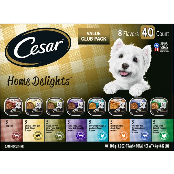 CESAR Home Delights Variety Pack Adult Chicken, Beef & Turkey in Gravy Wet Dog Food, 3.5-oz tray ...