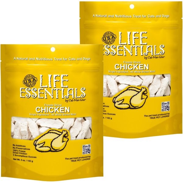 CAT-MAN-DOO Life Essentials Chicken Freeze-Dried Cat & Dog Treats, 5-oz ...