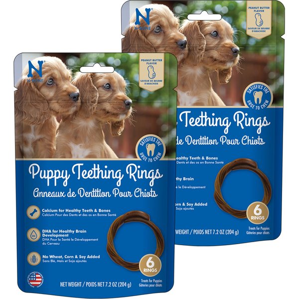 N-BONE Puppy Teething Rings Peanut Butter Flavor Dental Dog Treats, 12 ...