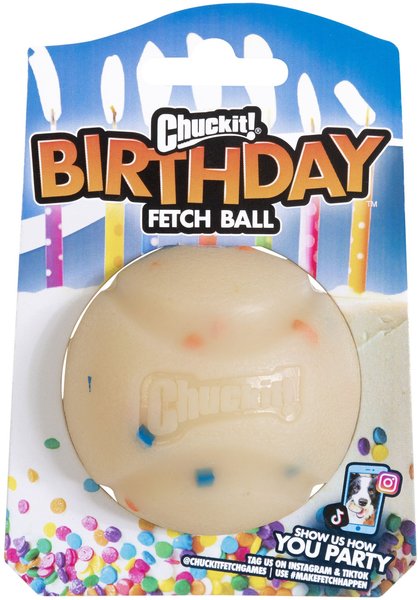 CHUCKIT! Birthday Fetch Ball Dog Chew Toy, Multi Color, Medium - Chewy.com