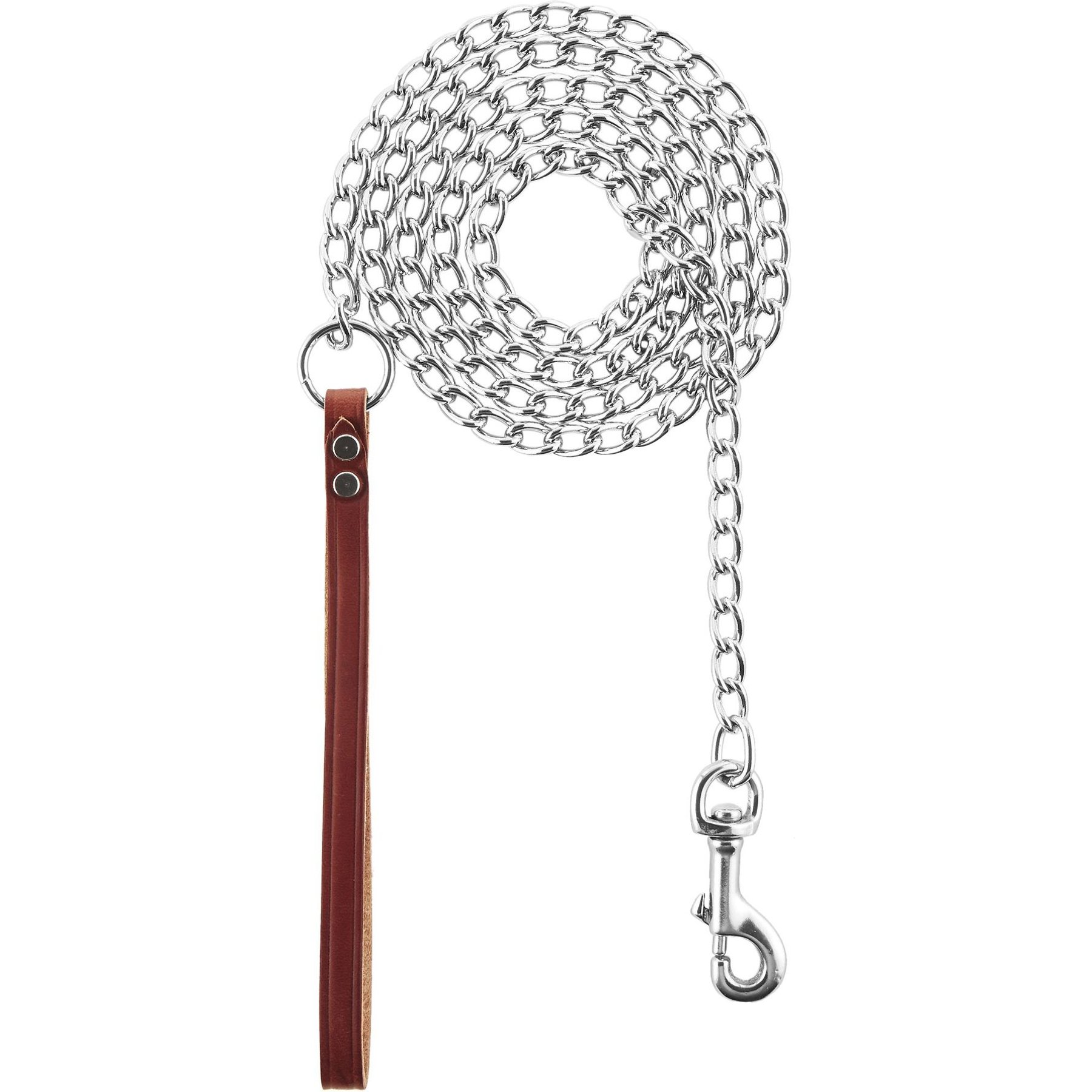 OMNIPET Chain Dog Leash with Leather Handle, Heavyweight, 6-ft - Chewy.com