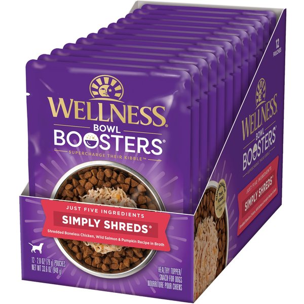 WELLNESS Bowl Boosters Simply Shreds Chicken, Salmon & Pumpkin Natural ...