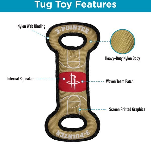PETS FIRST Nylon Court Tough Squeaky Dog Chew Toy, Houston Rockets ...