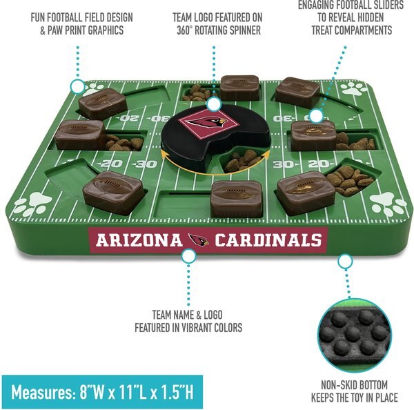 PETS FIRST Treat Dispensing Dog Puzzle Toy, Arizona Cardinals - Chewy.com