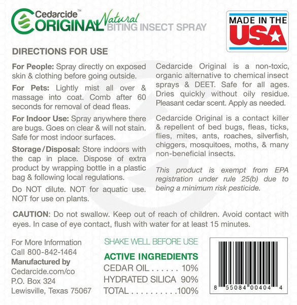 CEDARCIDE Original Biting Insect Dog & Cat Spray, Quart - Chewy.com