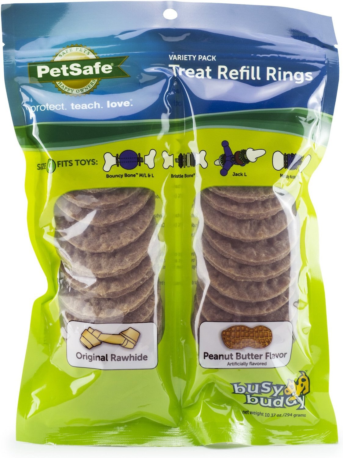 PETSAFE Busy Buddy Peanut Butter & Rawhide Variety Pack Refill Rings ...