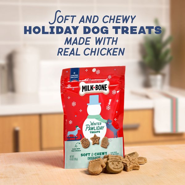 MILK-BONE Winter Pawliday Chicken Recipe Soft & Chewy Adult Dog Treats ...