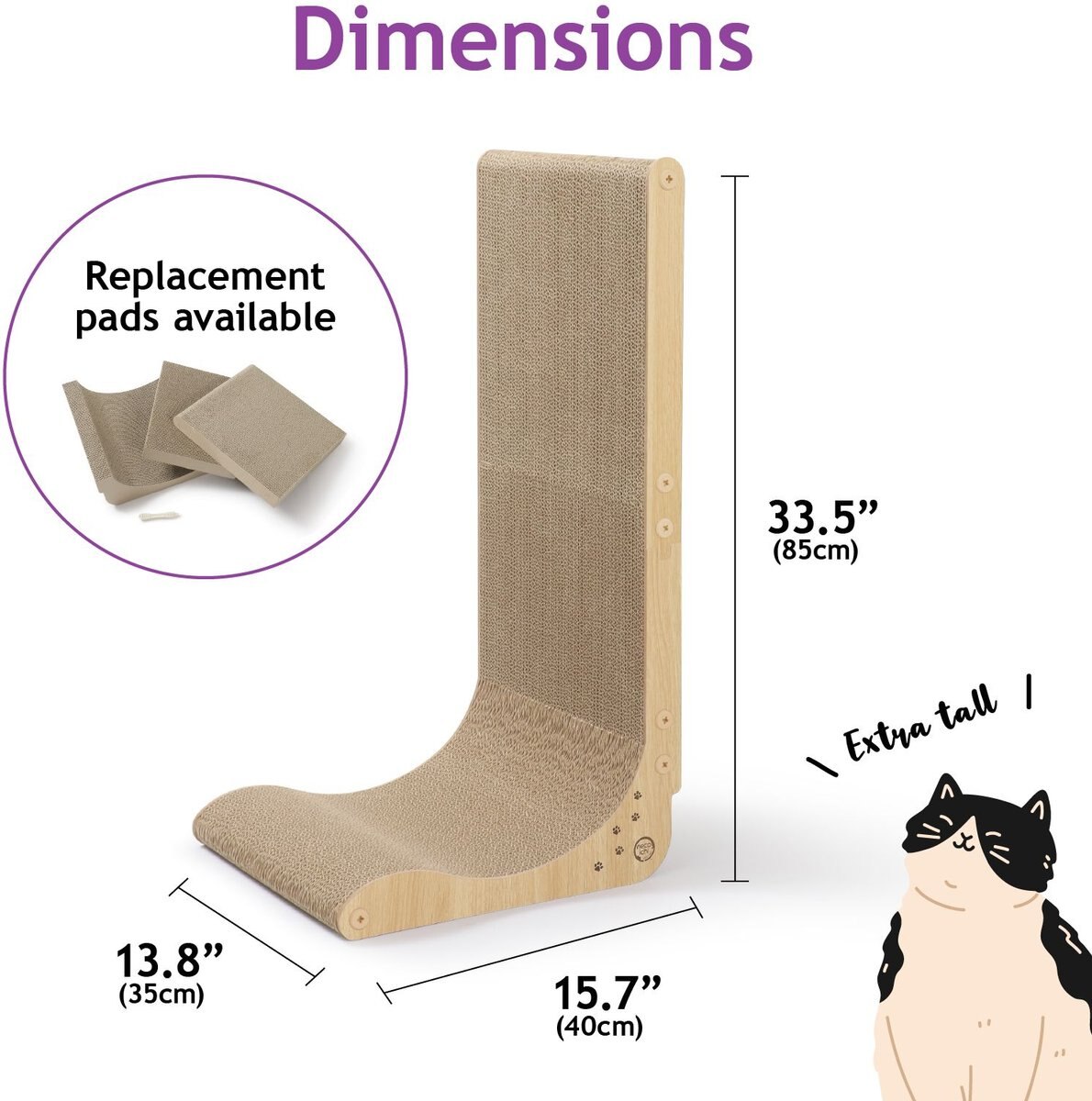 NECOICHI Premium Comfort Cat Scratcher Wall, Oak/Brown, Large - Chewy.com