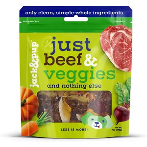 JACK & PUP Just Beef Lungs & Veggie Natural Dog Chew Treats, 7-oz bag ...