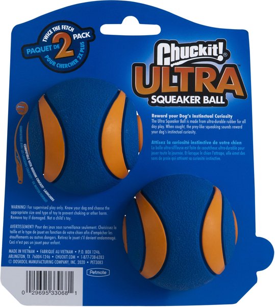CHUCKIT! Ultra Squeaker Ball Dog Toy, Medium, 2 count - Chewy.com