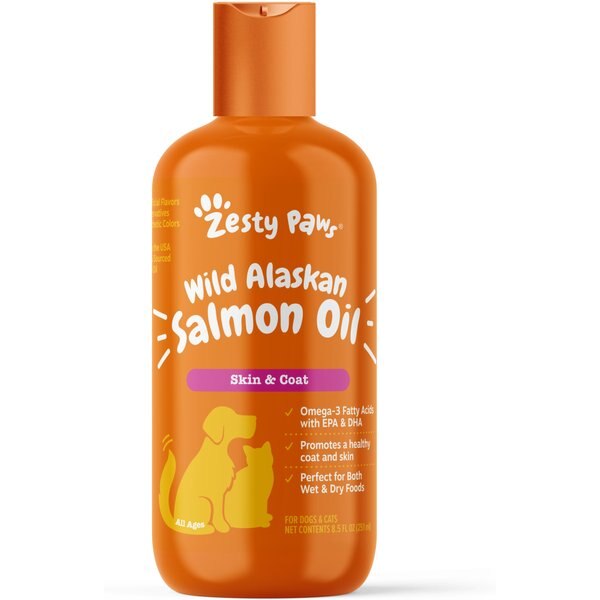 ZESTY PAWS Wild Alaskan Salmon Oil Liquid Skin & Coat Supplement for ...