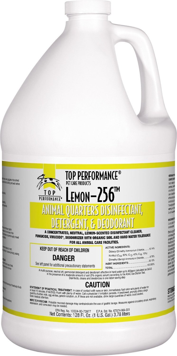 TOP PERFORMANCE 256 Disinfectant & Deodorizer, 1-gallon bottle, Lemon ...
