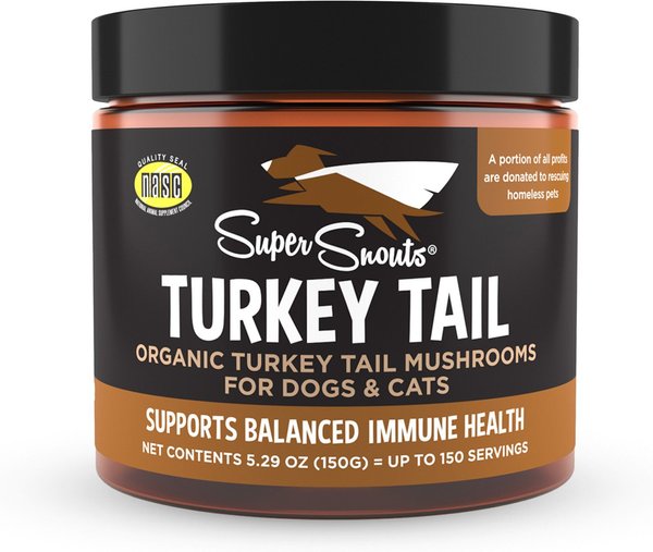 SUPER SNOUTS Turkey Tail Powder Immune Supplement for Dogs & Cats, 5.29 ...