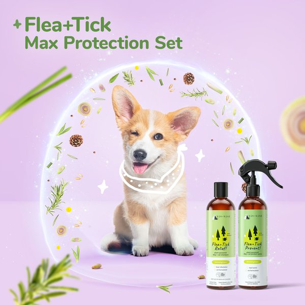 KIN+KIND Flea+Tick Lavender Spray & Shampoo Maximum Protection Set for ...