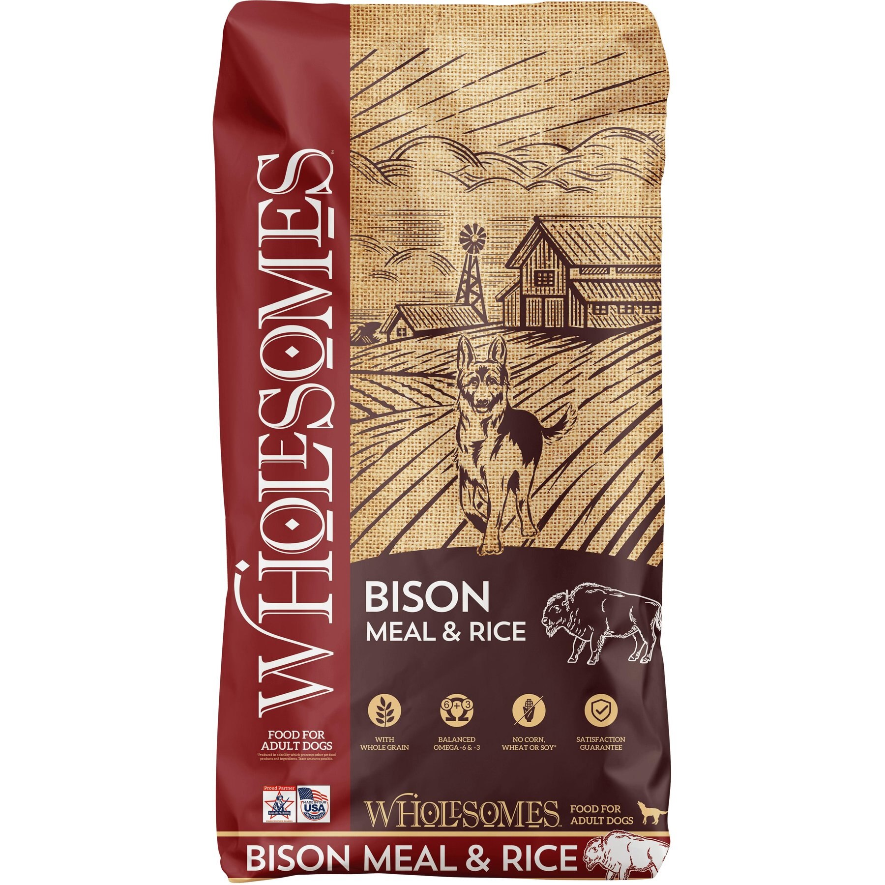 WHOLESOMES Adult Bison Meal & Rice Dry Dog Food, 35-lb bag - Chewy.com