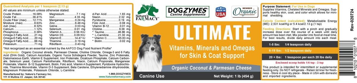 NATURE'S FARMACY Dogzymes Ultimate Dog Supplement, 1-lb jar - Chewy.com