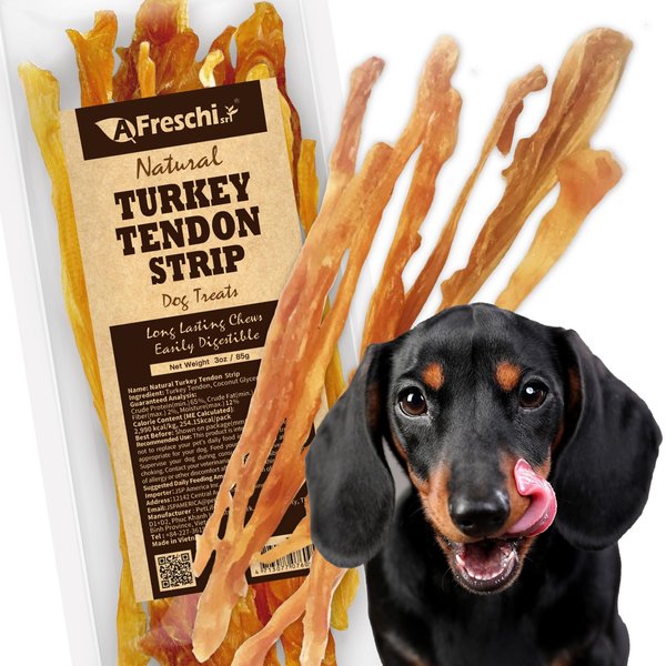 AFRESCHI Natural Turkey Tendon Strip Natural Dog Chew Treat, 1 count ...