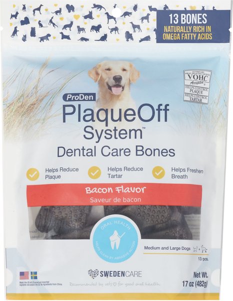 PRODEN PlaqueOff System Natural Bacon Flavored Dental Bone Dog Treats ...