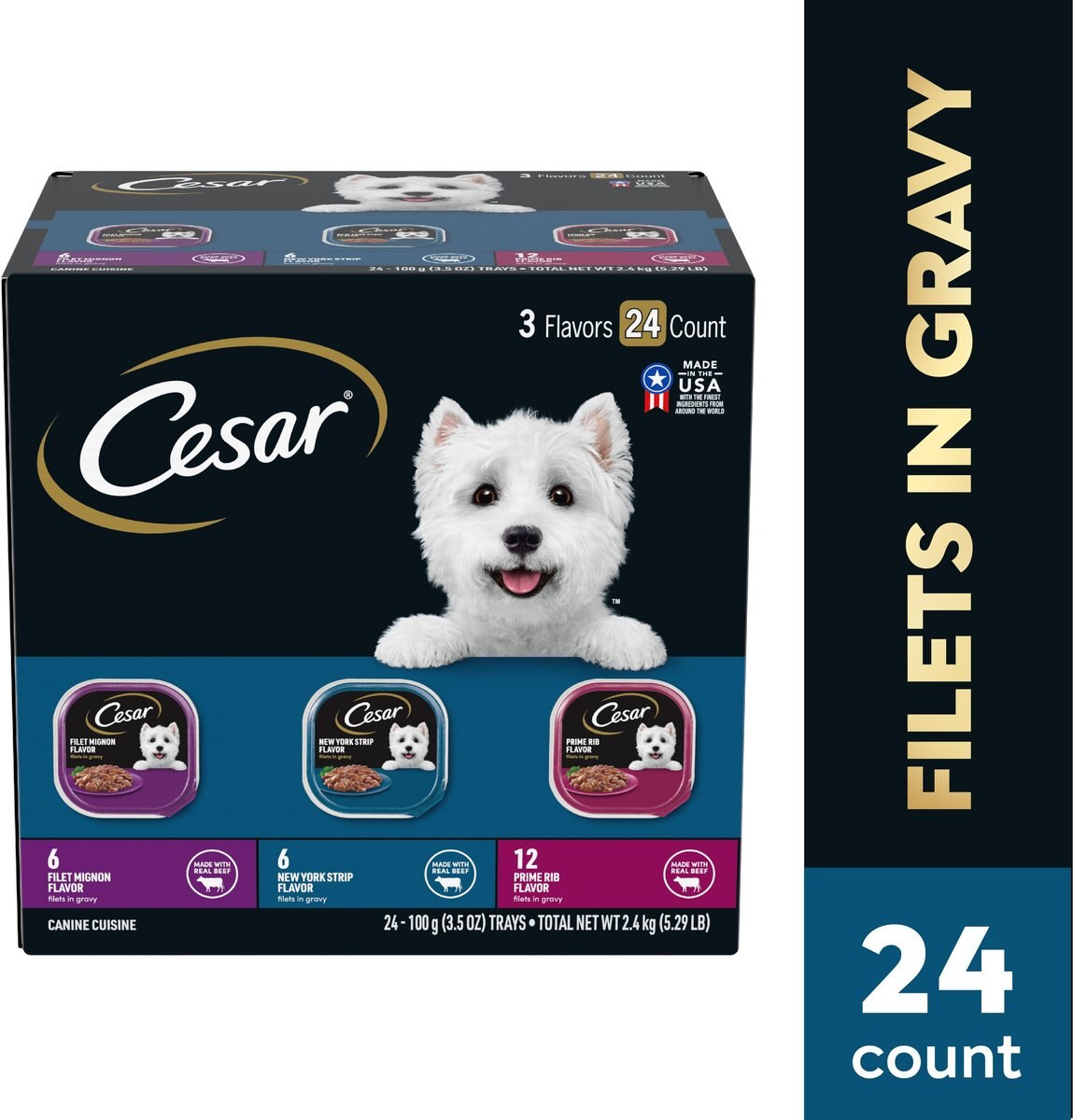 CESAR Filets in Gravy Beef Flavors Variety Pack Small Breed Adult Wet ...