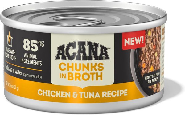 ACANA Chicken & Tuna Recipe Grain-Free Chunks in Broth Wet Canned Cat ...