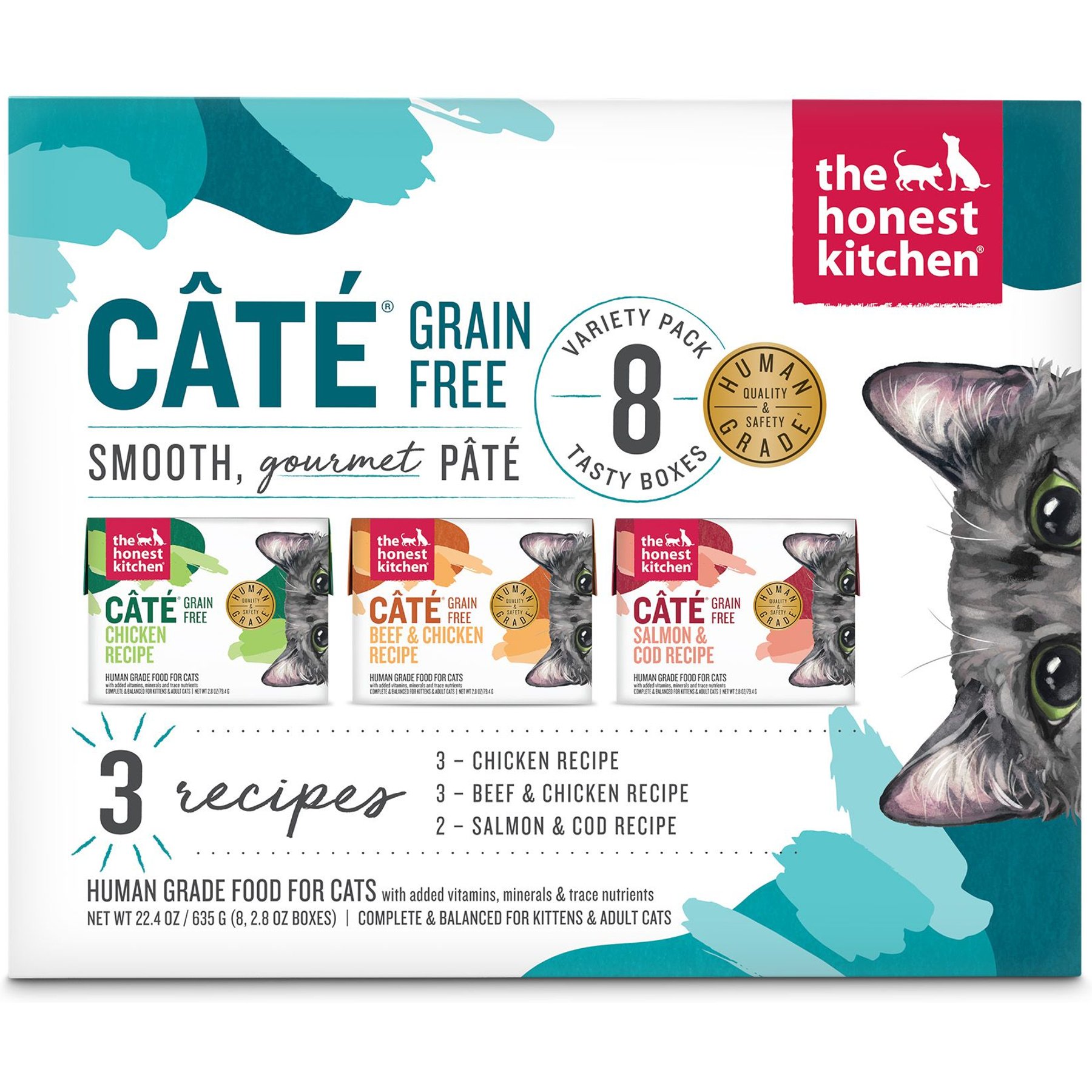 THE HONEST KITCHEN Cate Chicken, Salmon & Turkey Variety Pack Grain ...