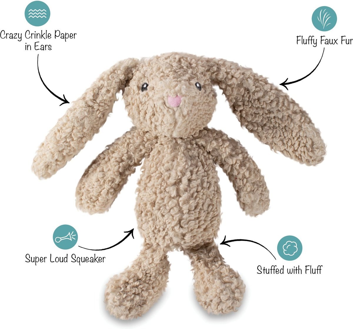 FRINGE STUDIO Honey Bunny Squeaky Plush Dog Toy - Chewy.com