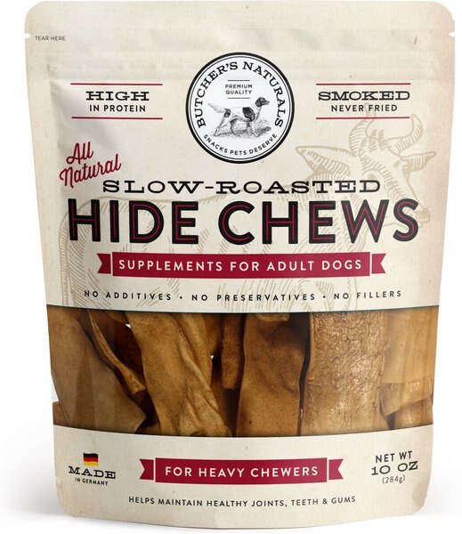 BUTCHER'S NATURALS Slow Roasted Beef Hide Chew Dog Treats, 8-oz bag ...