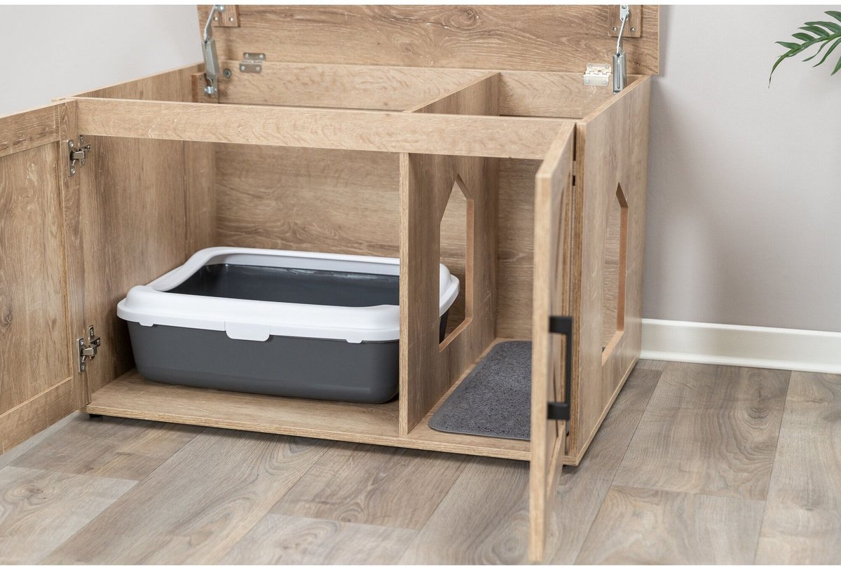 TRIXIE Farmhouse Cat Litter Box Enclosure, Gray, X-Large - Chewy.com