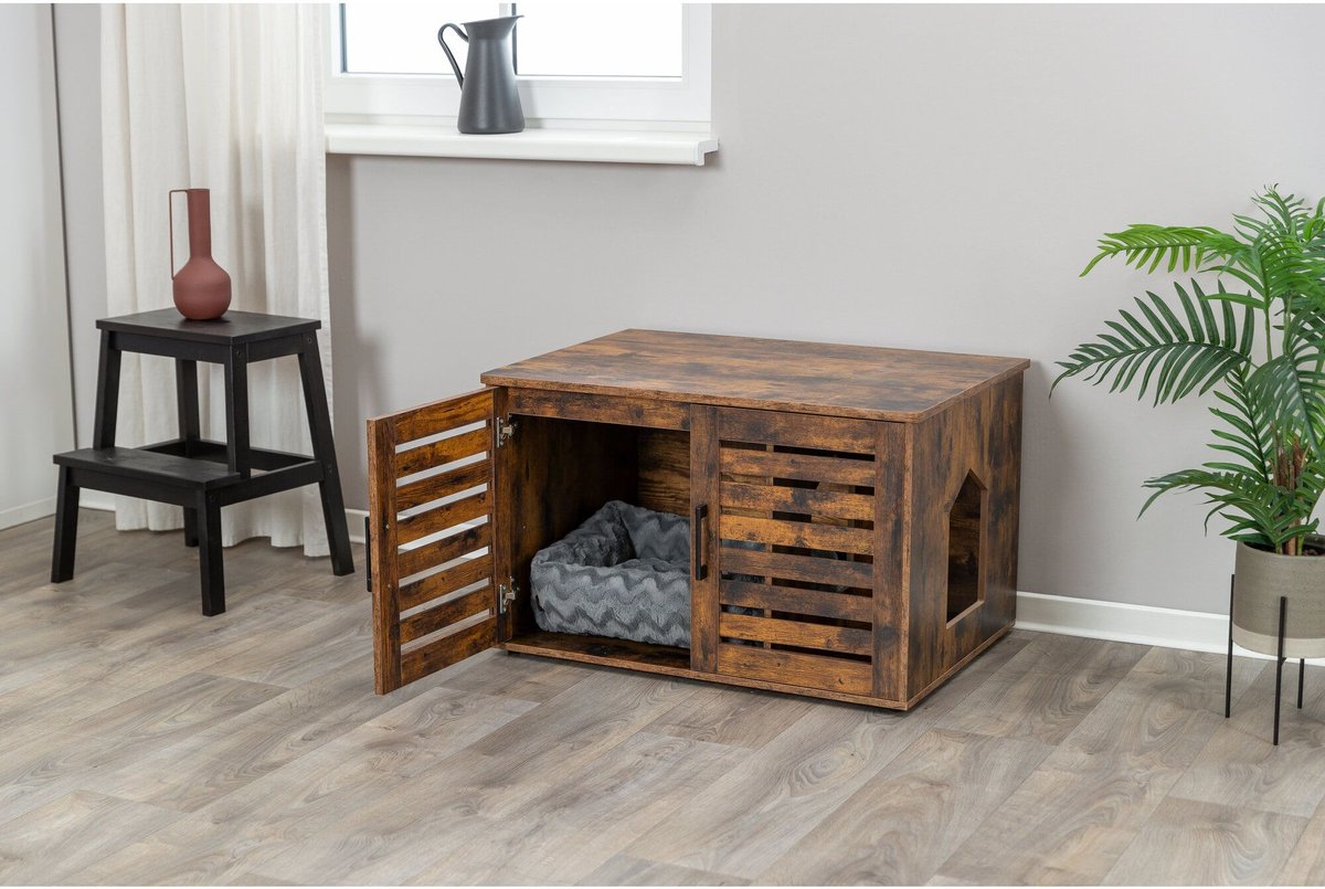 TRIXIE Farmhouse Wooden House Cat Litter Box Enclosure - Chewy.com